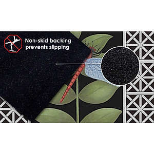 Toland Home Garden 800053 Dragonfly On Black Summer Door Mat 18x30 Inch Spring Outdoor Doormat for Entryway Indoor Entrance