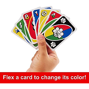 Mattel Games UNO Flex Card Game for Family Night Where Cards Change Color When Flexed in Collectible Tin Box