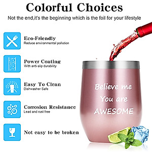 Wine Tumbler with Lid and Straw, Vacuum Coffee Mug, Gifts for Women Men Mom Dad Employee, Mothers Day Gifts for Mom, Employee Gifts, Coworkers Gifts for Women, Office Gifts for Coworkers