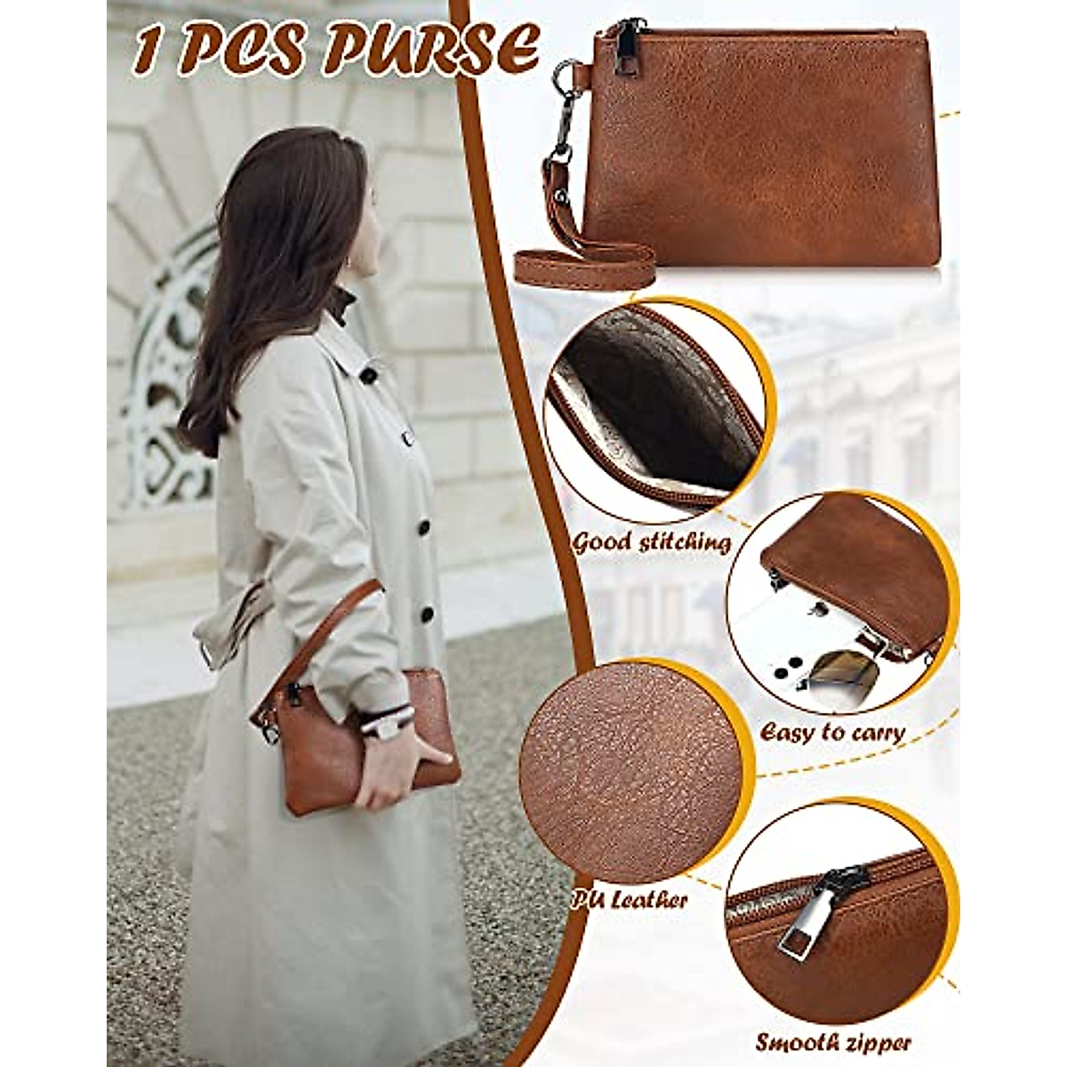 3 Pcs PU Leather Backpack Purse for Women Crossbody Purse Set Women's Crossbody Handbags Soft College Casual Shoulder Bag for Ladies Travel, Brown