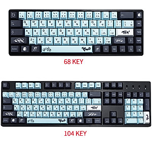 MOLGRIA MIZHU Keycaps, 136 Set Keycaps MIZHU for Gaming Keyboard, PBT Cherry Profile Dye Sublimation Keycaps Sky Blue Japanese Font for Gateron Kailh Cherry MX 104/87/74/61 60 Keyboard