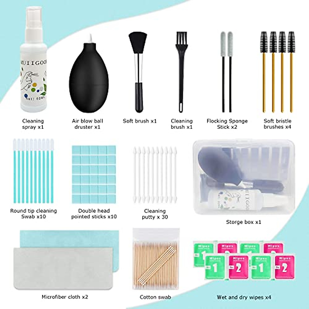 166 Pcs iPhone Cleaning Kit Airpods Cleaner kit Phone Cleaner Kit, MUIIGOOD for Charging Port iPhone Port Speaker w Screen Cleaner Spray, Putty for Phone Airpod pro Earbud Camera Electronics Cleaning