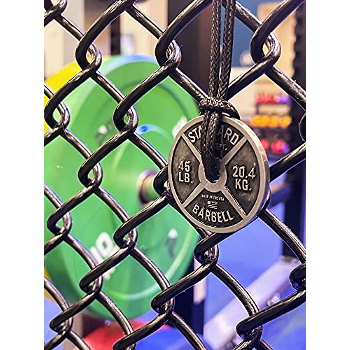 Workout Necklace For Men – Weight Plate Necklace – Dumbbell Necklace for Savages and Rough Guys – Awesome Gym Plate Necklace – Great Present for a Sport Addict – Adjustable Leather Cord