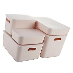 DOITOOL 5 Pcs Box Storage Box Glove Box Storage Box Plastic Storage Box Clothes Storage Bins Plastic Boxes with Lids Desk Organizer Basket Cosmetic Storage Plastic Storage Case Utility Box