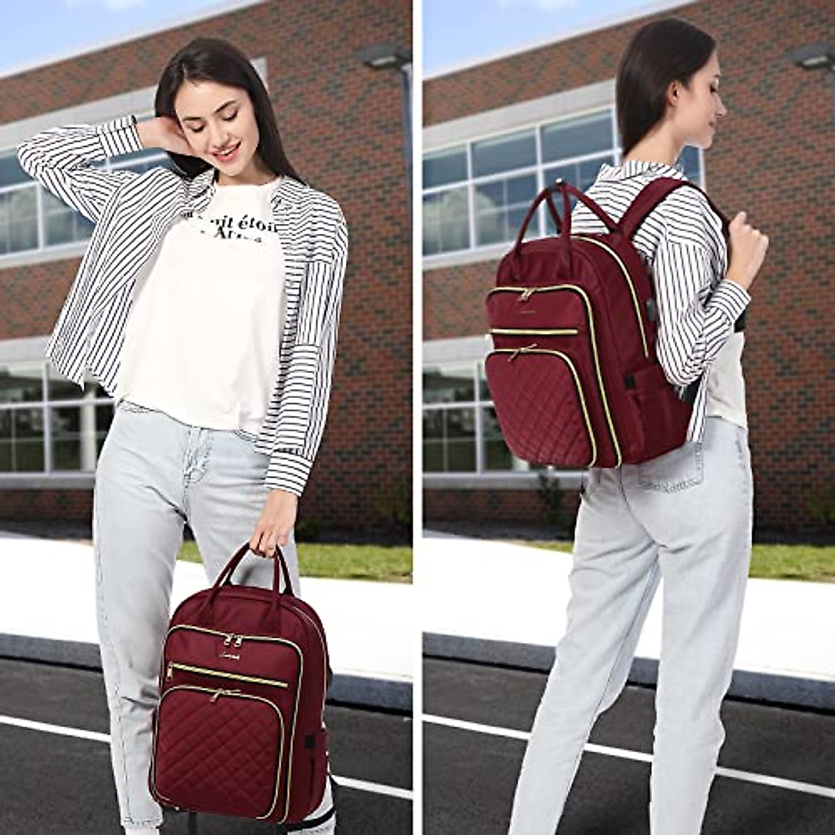 LOVEVOOK Laptop Backpack for Women, Water Resistant Travel Work Backpacks Purse Stylish Business Teacher Nurse Computer Bag with USB Charging Port, Fits 15.6" Laptop