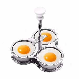 Sonhomay Egg Poacher, 3 Poached Eggs Cooker Egg Maker, Stainless Steel Egg Poaching Pan, Egg Poacher Pan Nonstick, Boiled Egg Cooker Egg Steamer with Rack for Microwave Oven Stovetop Steamer