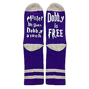 Novelty Socks Easter Basket Stuffers for Teens Boys Adults, Master Has Given Dobby a Sock Dobby is Free Socks