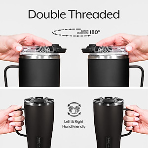 BrüMate Toddy 22oz 100% Leak Proof Insulated Coffee Mug with Handle & Lid - Stainless Steel Coffee Travel Mug - Double Walled Coffee Cup (Glitter Charcoal)