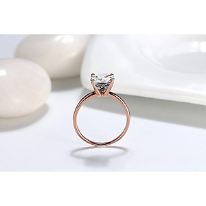 Amore 1CT 2CT 3CT DEW Solitaire Moissanite Engagement Ring by Ginger Lyne Choice of White Yellow or Rose Gold over Sterling Silver Wedding rings for women by Ginger Lyne