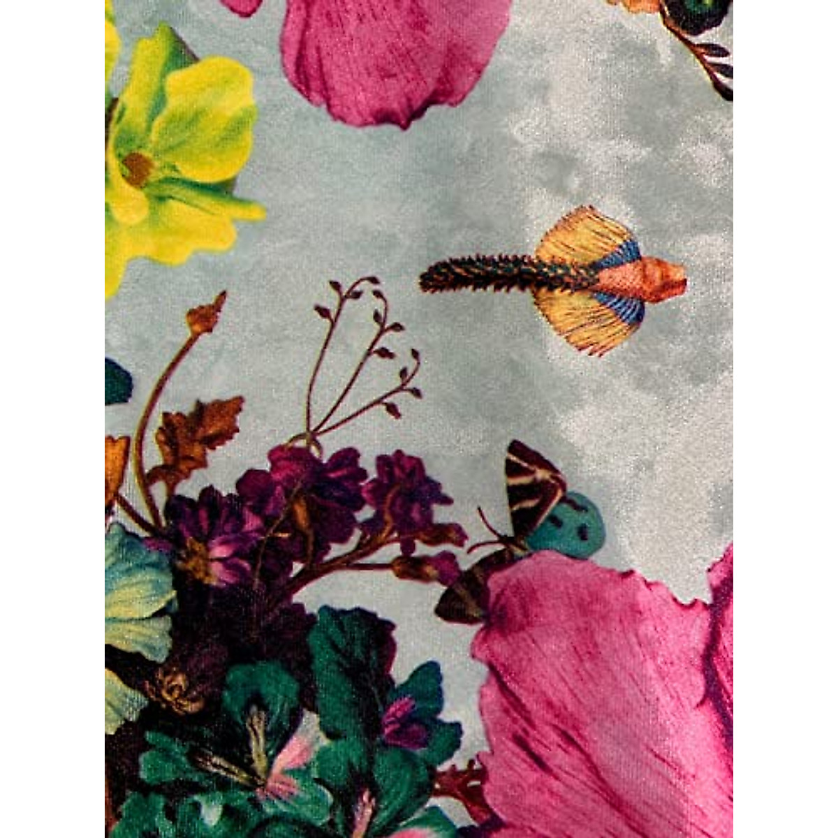 Beatrice Floral Print 8 on Aqua Polyester Crushed Stretch Velvet Fabric for Bows, Topknot, Scrunchies, Clothes, Costumes, Crafts - 10168