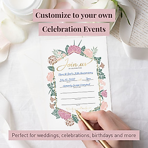 Rileys & Co. Invitation Cards with Envelopes and Bonus Stickers,50 Count, Blank Cards with Envelopes, Anniversery Invitation Cards, Floral Party Invitations for Wedding, Baby Shower, 7x5 Inches