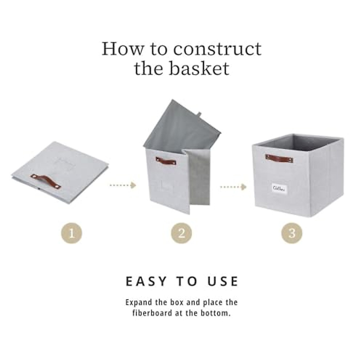 DECOMOMO Storage Baskets 13x15x13 Storage Cube Bins with Label Holders, Kallax Storage Cubes for Organizing Shelves Nursery Toy (Kallax / 4pcs, Light Textured Grey)