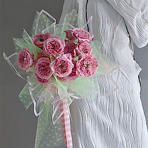 BBJ WRAPS Korean Flower Wrapping Paper Clear Waterproof Floral Bouquet Wrap with Colored Line, 22.8x22.8 Inch - 20 Sheets (Purple)