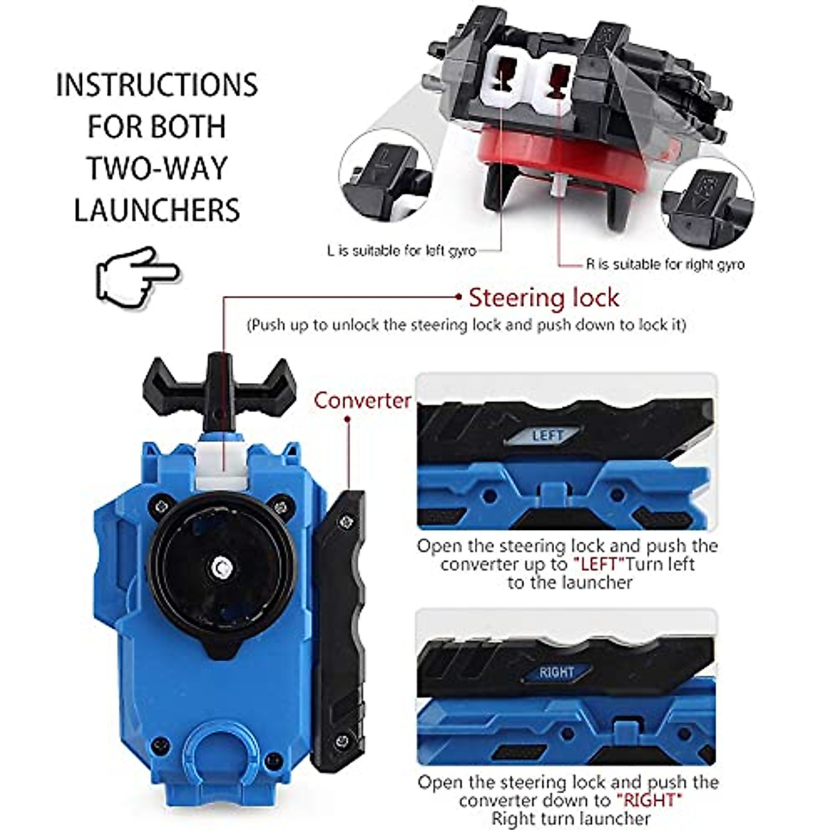 JIMI Bey Battling Top Burst Gyro Toy Set Combat Battling Game 10 Spinning Tops 3 Launchers with Portable Storage Box Gift for Kids Children Boys Ages 6+