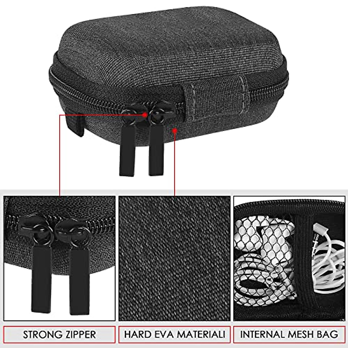 Geekria Shield Headphones Case Compatible with Skullcandy Jib True 2, Dime 2, Grind Earbuds Case, Replacement Hard Shell Travel Carrying Bag with Cable Storage (Grey)