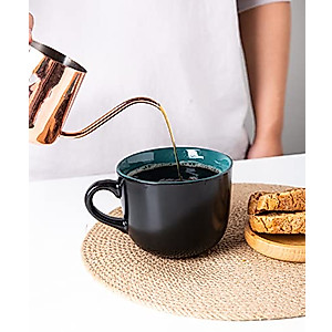 GBHOME Ceramic Soup Mugs with Lid, 24 oz Soup Cups with Hanlde for Coffee,Cereal,Salad,Noodles,Tea,Soup Bowls Cups,Microwave &Dishwasher Safe, Set of 4, Multi-color with Vented lid