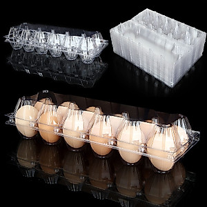 FVIEXE 36PCS Egg Cartons Cheap Bulk, Reusable Plastic Egg Carton, Each Holds 1 Dozen Chicken Eggs (12 Eggs), Clear Empty Chicken Egg Tray Egg Holder for Family Pasture Farm Market, Large Size