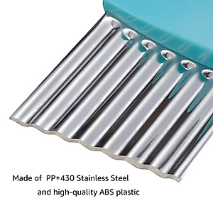 Crinkle Cutter, Stainless Steel Waffle Fry Cutter, Wavy Chopper for Veggies Potato Carrots Butter Lettuce, 2 PCS(Pink and Blue)