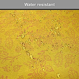 Ambesonne Floral Chair Seating Cushion Set of 6, Autumn Colored Bay Leaf Pattern with Blueberry Fall Season Illustration, Anti-Slip Seat Padding for Kitchen & Patio, 16"x16", Marigold