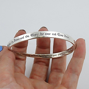 FashionJunkie4Life Sterling Silver The Lord's Prayer Mobius Bangle Bracelet, Polished