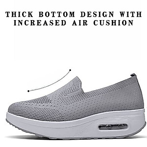 Women's Orthopedic Sneakers, Air Cushion Sole Mesh Up Stretch Platform Sneakers, Cozy Fashion Sneaker Walking Shoes for Elderly Ladies Black