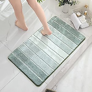 BlissJolly Non Slip Bathroom Rug - Soft and Absorbent Microfibrer Bath Mats for Bathroom, Machine Wash Dry, Plush Shaggy Bath Mat Rugs for Shower, Tub, Floor - 17x24,Green