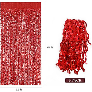 Cat in The Hat Birthday Decorations/Thing 1 and Thing 2 Baby Shower Decorations/Baby Shower/Party Decorations/Red Blue Wavy Fringe Foil Curtains Backdrop Nurse Graduation