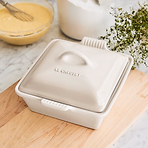 Le Creuset Stoneware Heritage Covered Square Casserole, 9-Inch, Sea Salt