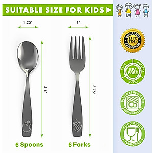 Stainless Steel Kids Silverware Set (24pc- 2 Pack of 12) - Child and Toddler Safe Flatware - Kids Utensil Set - Metal Kids Cutlery Set (Includes 12 Small Kids Spoons & Kids 12 Forks)