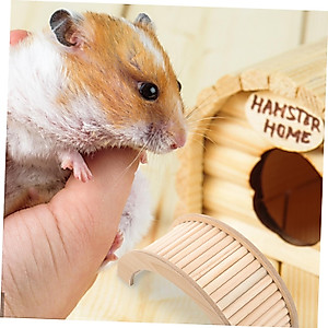 HEALEEP Hamster Toy Bridge Hedgehog Ladder Hamster Chew Toys Guinea Ramp Chinchilla Climbing Ladder Slide for Hamster Bridge Decor Hamster Accessories Wooden Rabbit Arch Bridge