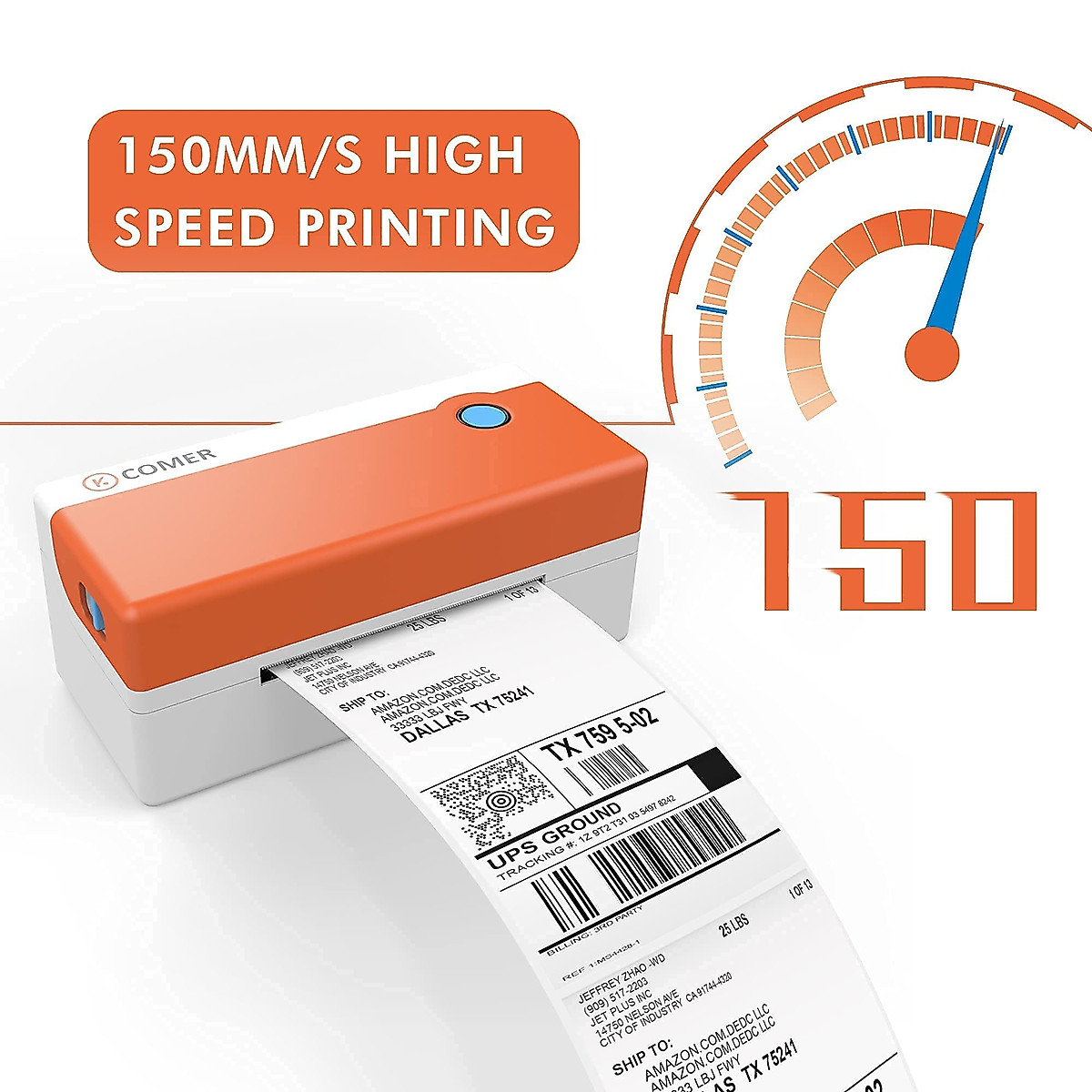 K COMER Shipping Label Printers High Speed 4x6 Commercial Direct Thermal Printer Labels Maker Machine for Shipment Package, Compatible with Amazon Ebay Shopify Etsy UPS on Windows/Mac/Linux