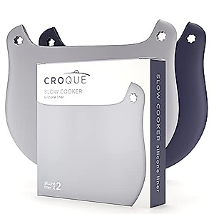 Slow Cooker Liners 2 pack - Sillicone Reusable - For 6-8 Quarts - Easy to Clean - Sleek design - Leak Proof - Fits Round and Oval Pots