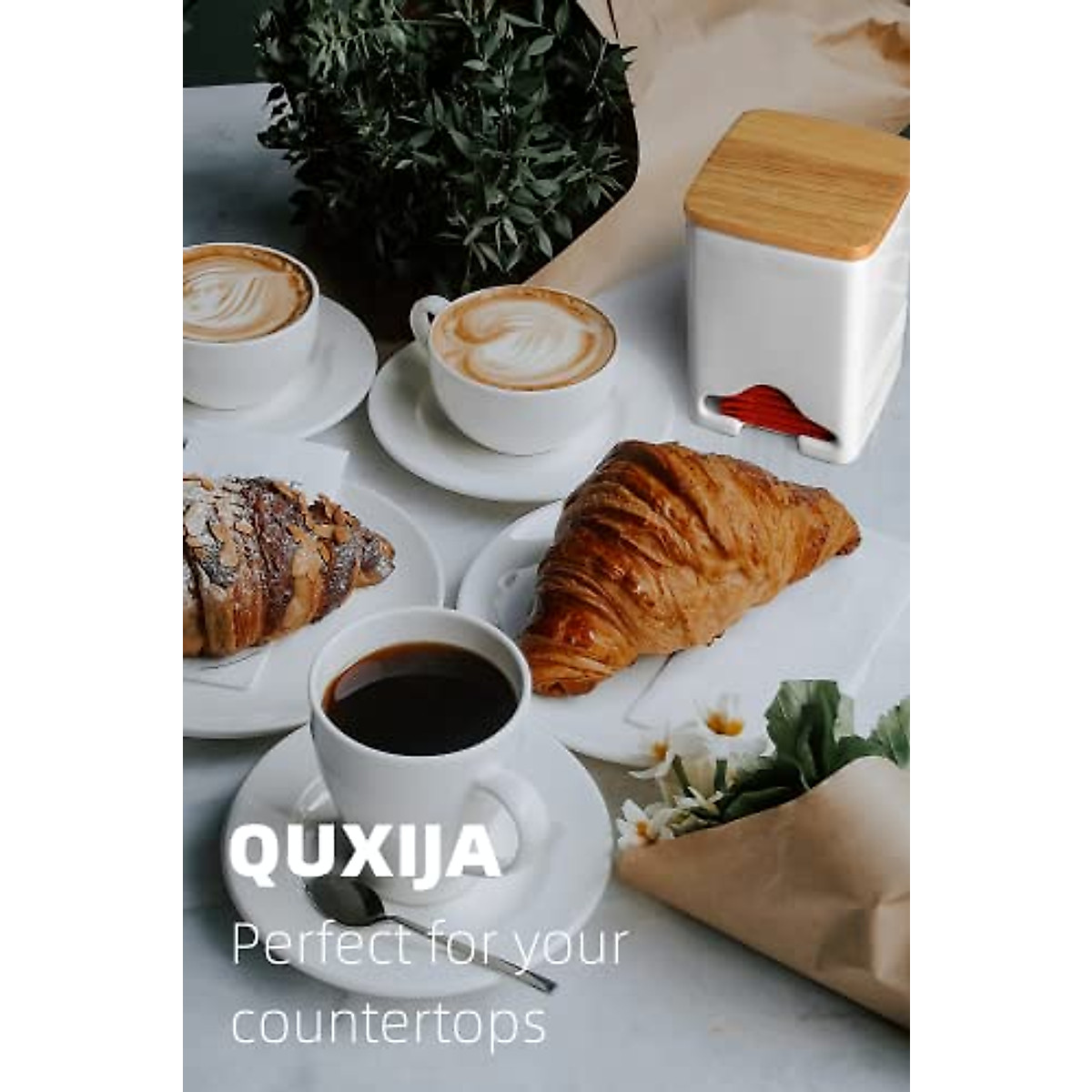 QUXIJA Ceramic Tea Bag Storage Organizer Caddy Holder with Lid (White)