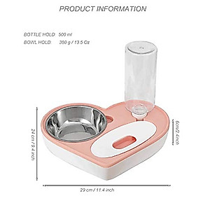 ALBOLET Cat Dog Food and Water Bowl Set, Pet Automatic Water Dispenser Detachable Cat&Dog Feeder Bowl No-Spill Automatic Water Dispenser for Cats Small Dog