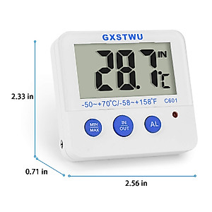 Fridge Freezer Thermometer Max/Min Memory LXSZRPH High & Low Temperature Alarms Settings with LED Indicator Digital Refrigeration Thermometer with Magnetic,Stander (WhiteMeter2pack)
