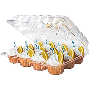 Katgely Cupcake Containers 12 Count (pack of 12), Clear Plastic Cupcake Boxes 12 Count, Deep Dome, Stackable, Disposable & BPA-Free