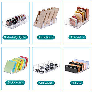 Luxspire Acrylic Eyeshadow Organizer, 2 Pack Makeup Drawer Organizer 7 Space Cosmetic Makeup Palette Organizer, Blusher Highlight Powder Display Stand Storage Case Beauty Care Holder Container, Clear