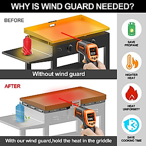 Upgraded Wind Guards for Blackstone 22 Inch Griddle, Blackstone Griddle Accessories, Magnetic Stainless Steel Wind Screen for Black stone Grill,Protect Flame Hold Heat Compatible with Hood＆Side Shelf