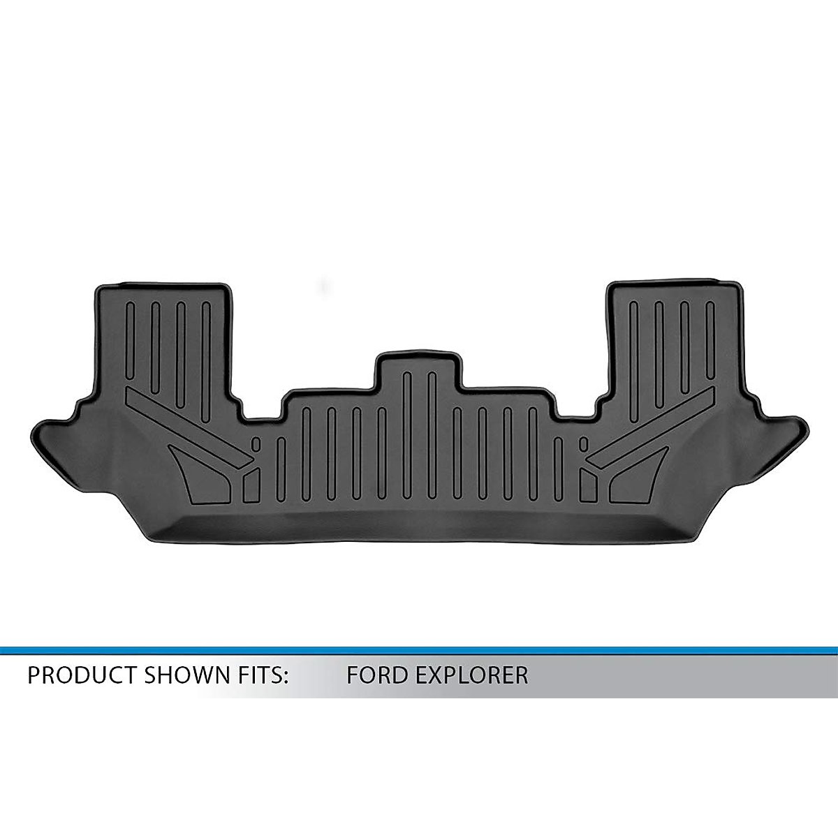SMARTLINER All Weather Custom Fit Floor Mats 3rd Row Liner Black Compatible with 2020-2023 Compatible with Ford Explorer Only Fits with 2nd Row Bench Seats