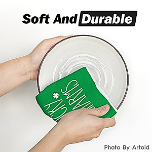 Artoid Mode Stripes Clover Shamrock Lucky Charms St. Patrick's Day Kitchen Towels Dish Towels, 18x26 Inch Seasonal Spring Decoration Hand Towels Set of 2