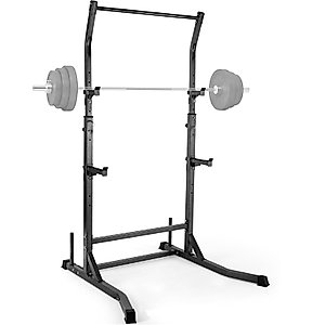 Arlopu Multi-Function Power Squat Rack Cage, Adjustable Bench Press Rack with Pull Up Bar, Squat Stand Full Body Strength Training, Weight Storage Rods, 2 Safety Spotter Arms for Home Gym