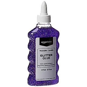 Amazon Basics Liquid Washable Glitter Glue, Assorted Colors (Purple/Pink/Red/Blue), 6 oz. Each, 4-Count
