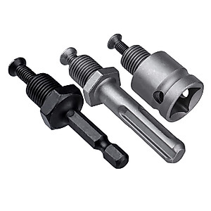 Yakamoz 3Pcs 1/2-20 UNF Mount Thread Drill Chuck Shank Adapter Set, SDS-Plus Shank for Rotary Hammer Drill | 1/4" Hex Shank for Impact Driver | 1/2" Drive Female Adapter for Air Impact Wrench