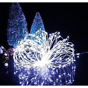 buways 66ft 200LEDs Fairy Lights-USB Plug-in Twinkle String Lights 8 Modes with RF Remote Control Christmas Party Garden Home Decoration(1,Silver Wire-Cool White-66ft)