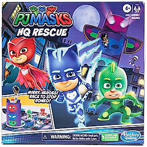 PJ Masks Hasbro Gaming HQ Rescue Kids Board Game, Preschool Games, Race to Stop Romeo, Includes 3D Plastic Tower, Kids Games Ages 4 and Up