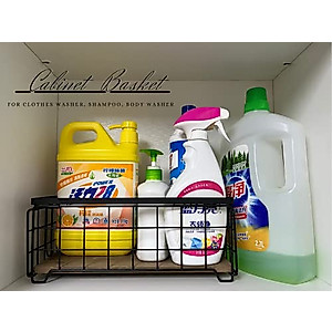 Metal Wire Storage Basket Bin for Toilet Paper, Coffee Pod cups, Towel, Shampoo, Toilet Tank Tray Decor Box, Kitchen basket for Countertop Cabinet Laundry, Bathroom Basket Toilet Tray- Black SHIN·YIK