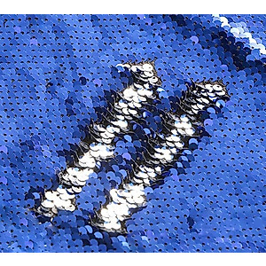 Sensory Wall Sequin Flip Fabric for Kids,0.2" Large Sequins Sensory Graffiti Fabric for Toddlers,Tactile Stimulation,Reversible Glitter Fabric (1 yd, Sapphire Blue + Silver)