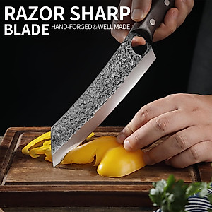 XCHIEF PRO 8.35'' Kiritsuke Chef Knife - Sharp Kitchen Knife for Meat Cutting, Japanese High-Carbon Steel Cooking Knife, Full Tang Design Butcher Knife, Kitchen Gadgets with Premium Gift Box