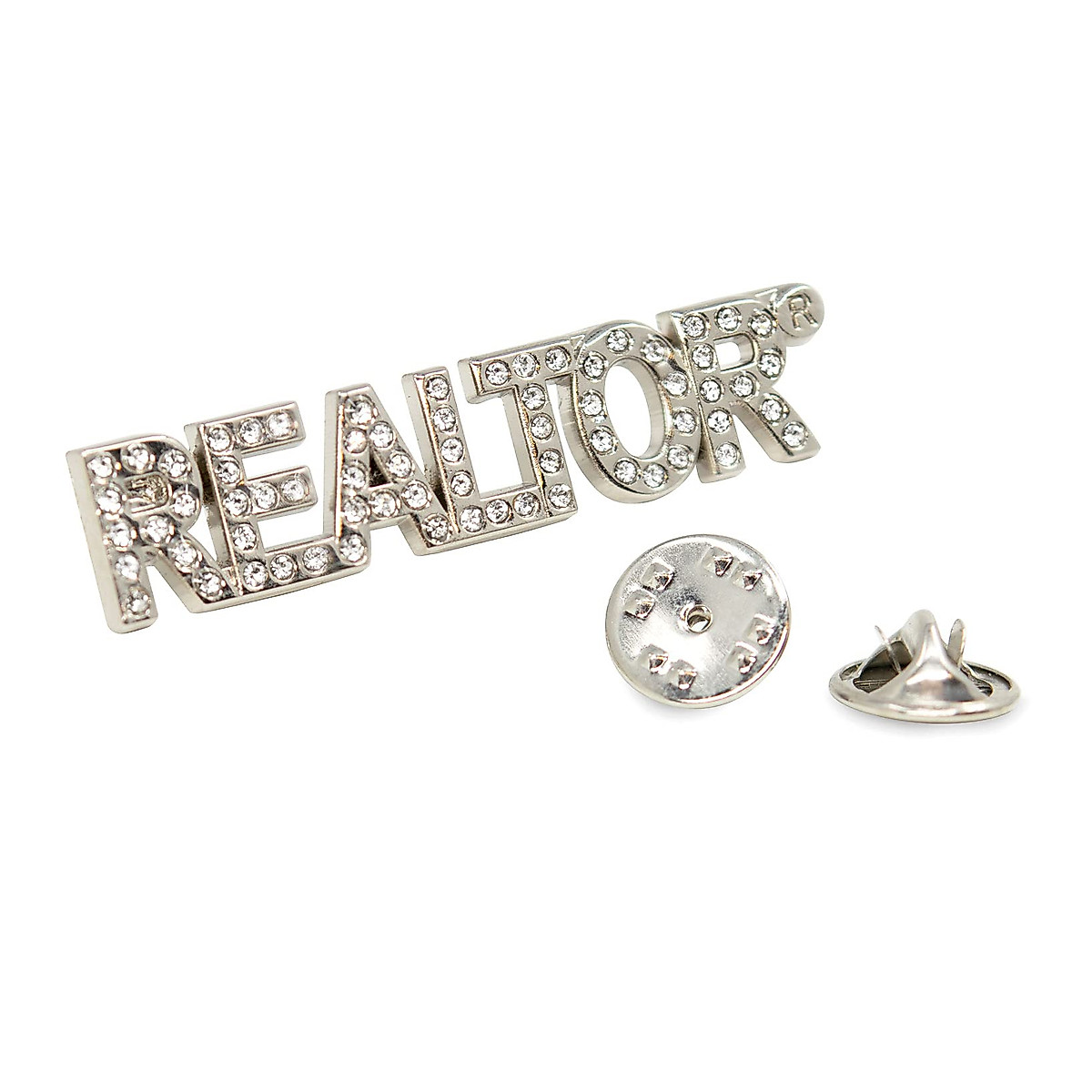 Real Estate Agent REALTOR® Crystal Lapel Pin (REALTOR Silver & Gold 2 Pack), Gold,Silver