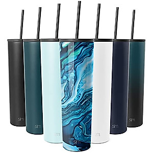 Simple Modern Insulated Tumbler with Lid and Straw | Iced Coffee Cup Reusable Stainless Steel Water Bottle Travel Mug | Gifts for Women Men Her Him | Classic Collection | 32oz | Ocean Geode